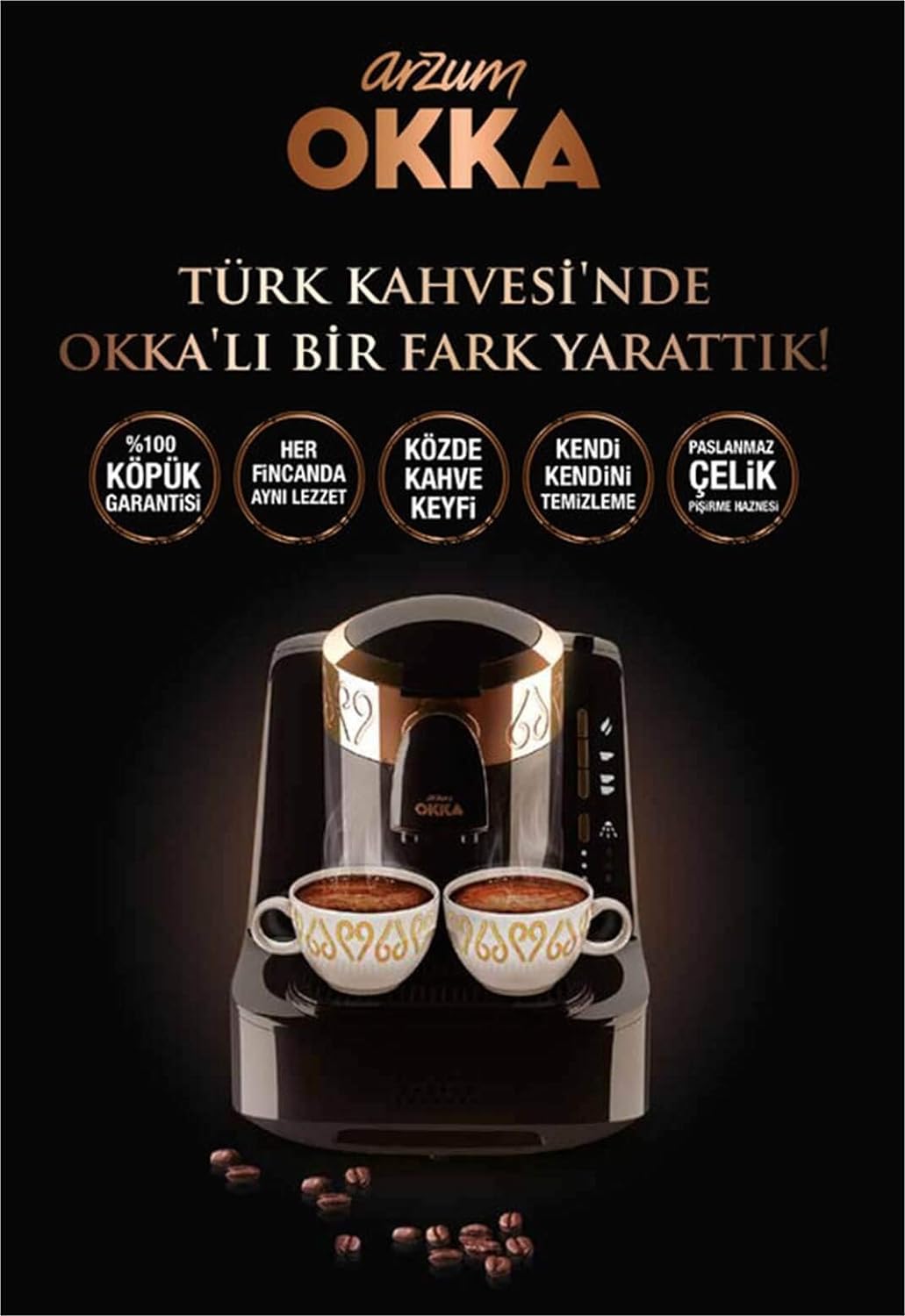 Arzum Okka Automatic Turkish Coffee Machine – OK008 – Black/